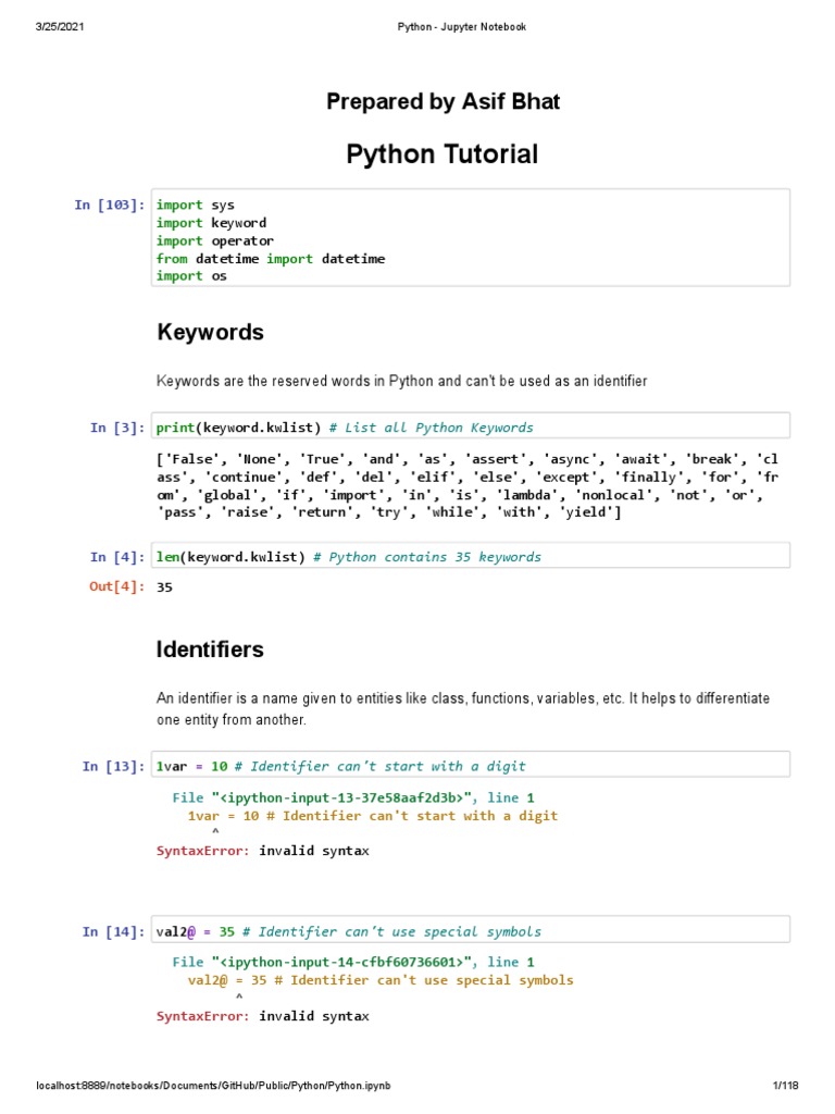 Python Tutorial | PDF | Boolean Data Type | Data Type