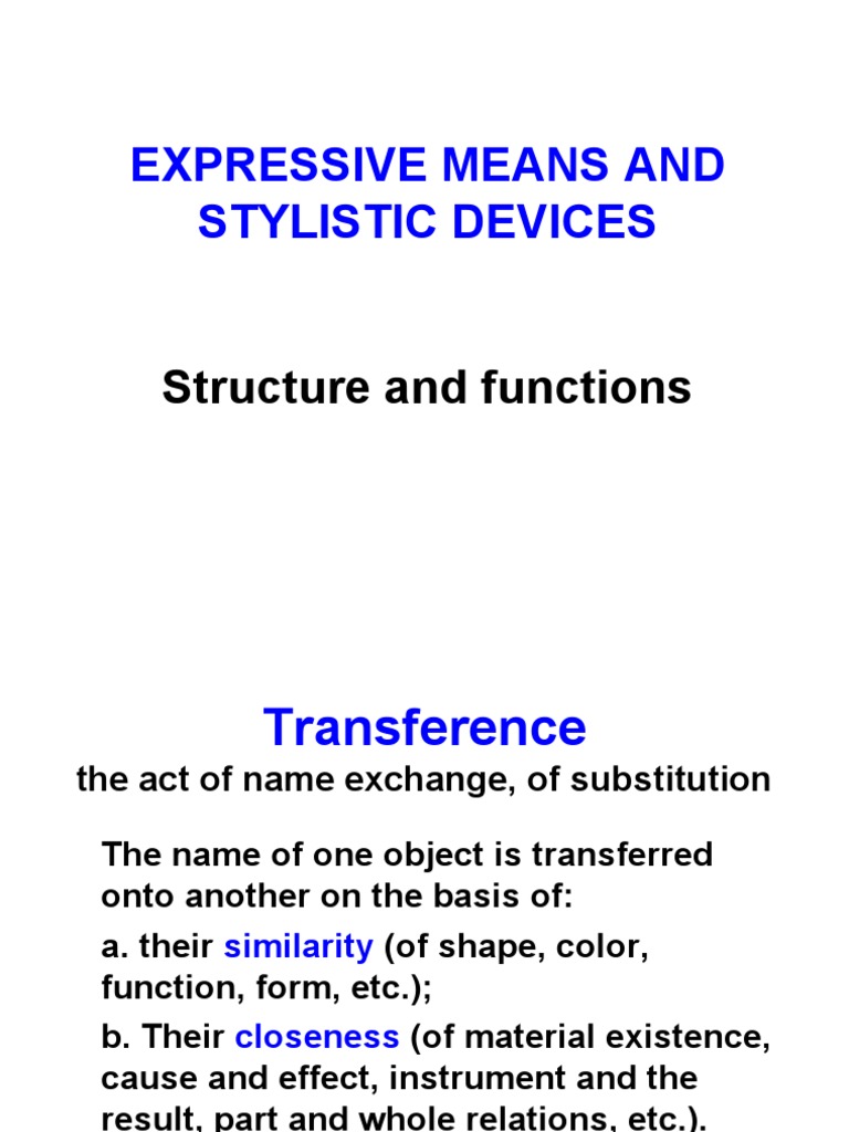 Expressive Means and Stylistic Devices | PDF | Metaphor | Linguistics