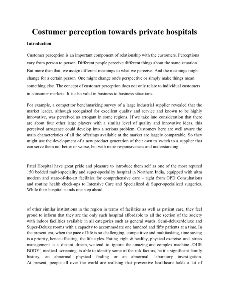 Understanding Hospital Customer Perception | PDF | Patient | Health Care