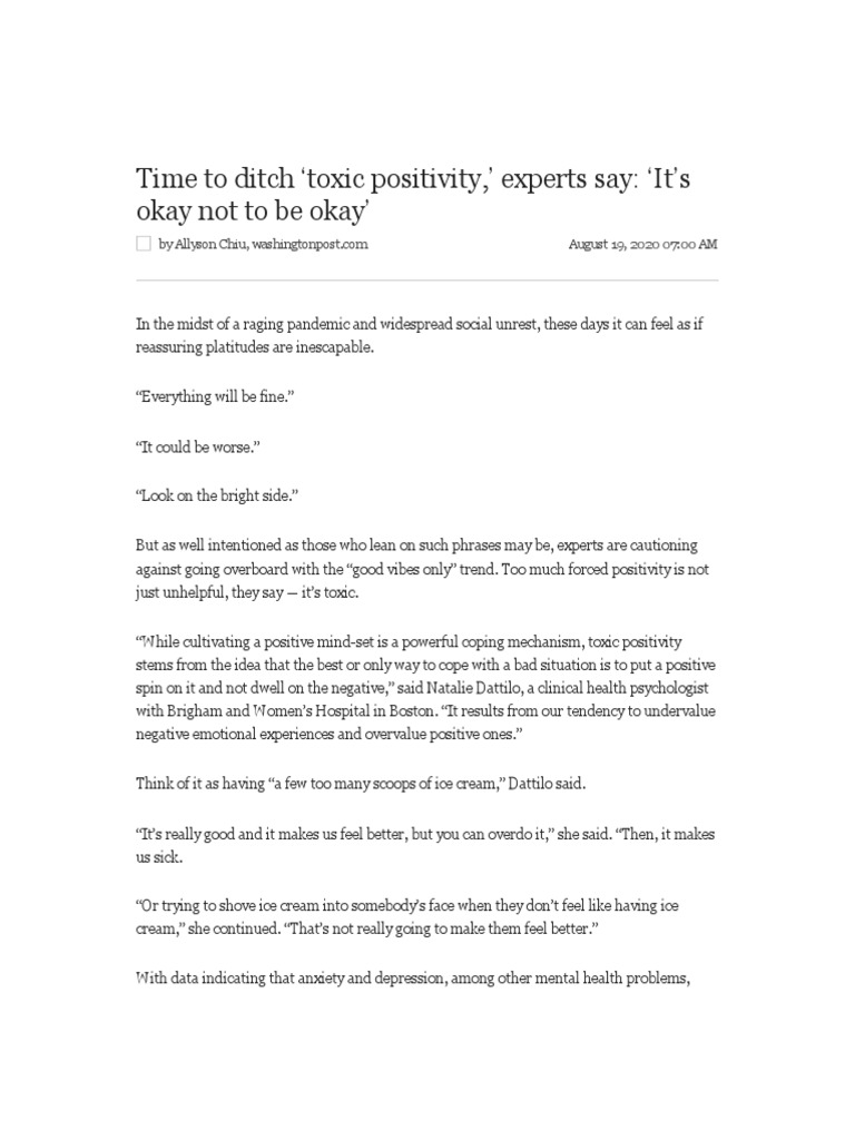 Mental Health: Beyond Toxic Positivity | PDF | Feeling | Shame