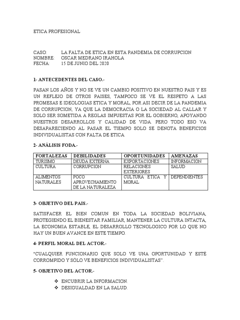 Matriz ETICA PROFESIONAL | PDF | Corrupción política | Igualdad de género