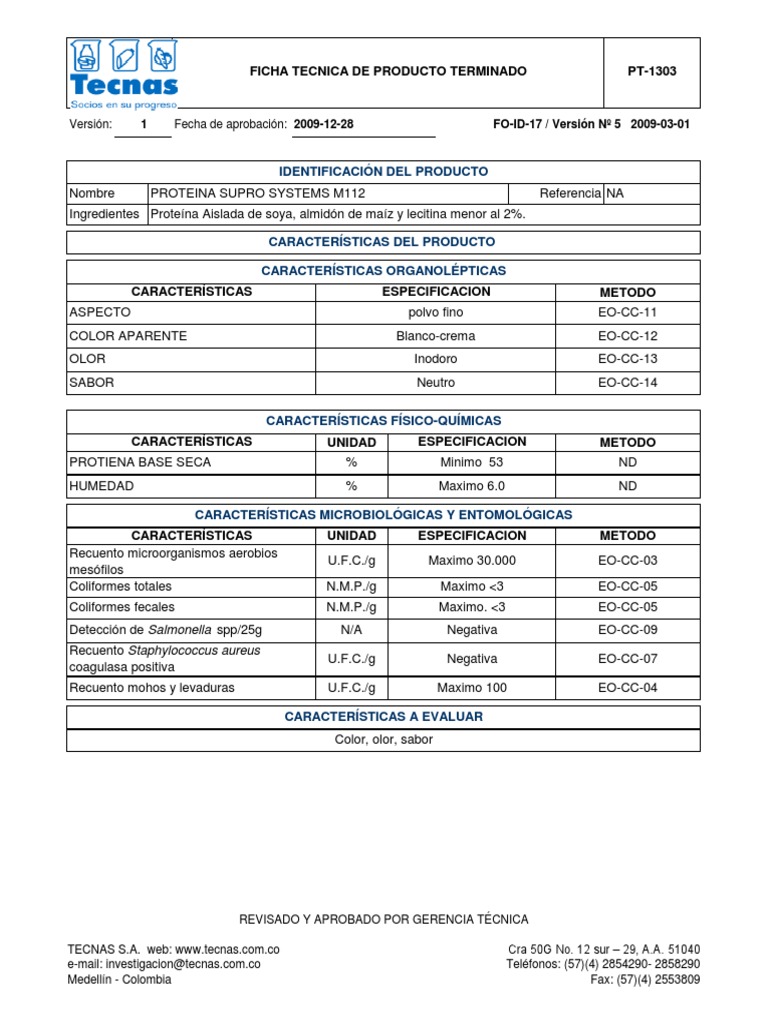 1303 Proteina Supro Systems M112 (V-1) | PDF | Alimentos | Comida y bebida