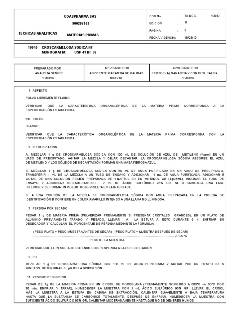 Coaspharma Sas 900297153: Cod No.: Edicion | PDF | Solubilidad | Agua
