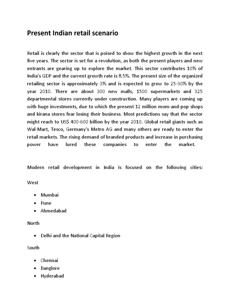 Present Indian retail scenario