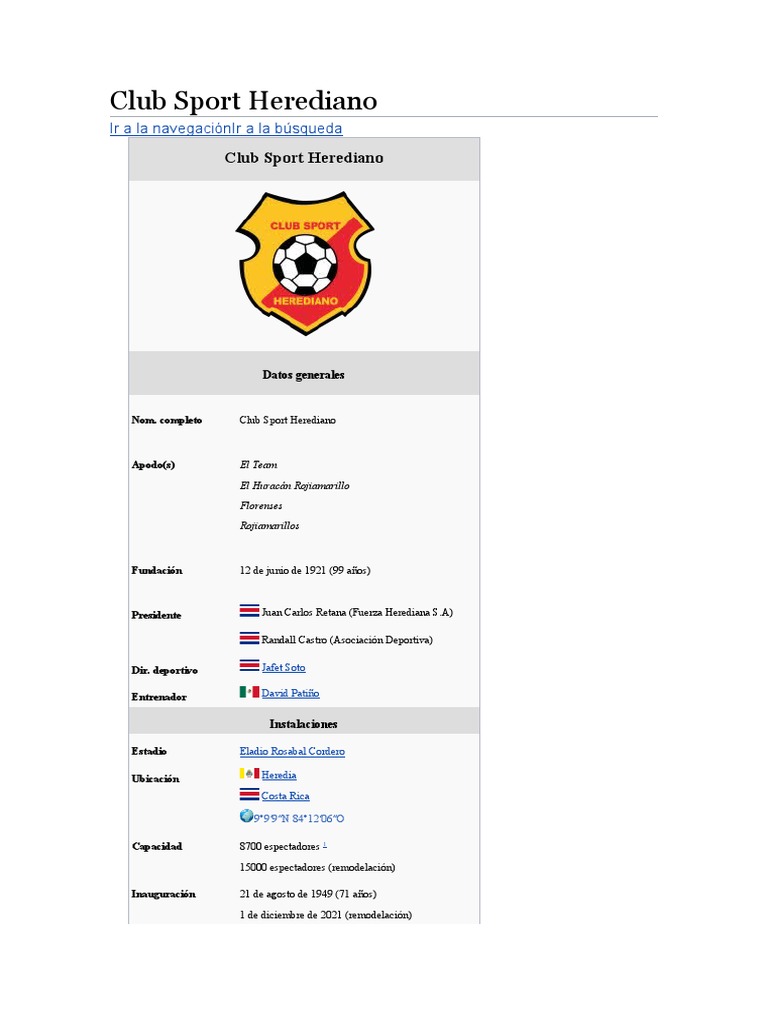 Club Sport Herediano | PDF | Equipos de fútbol | Asociación de clubes ...