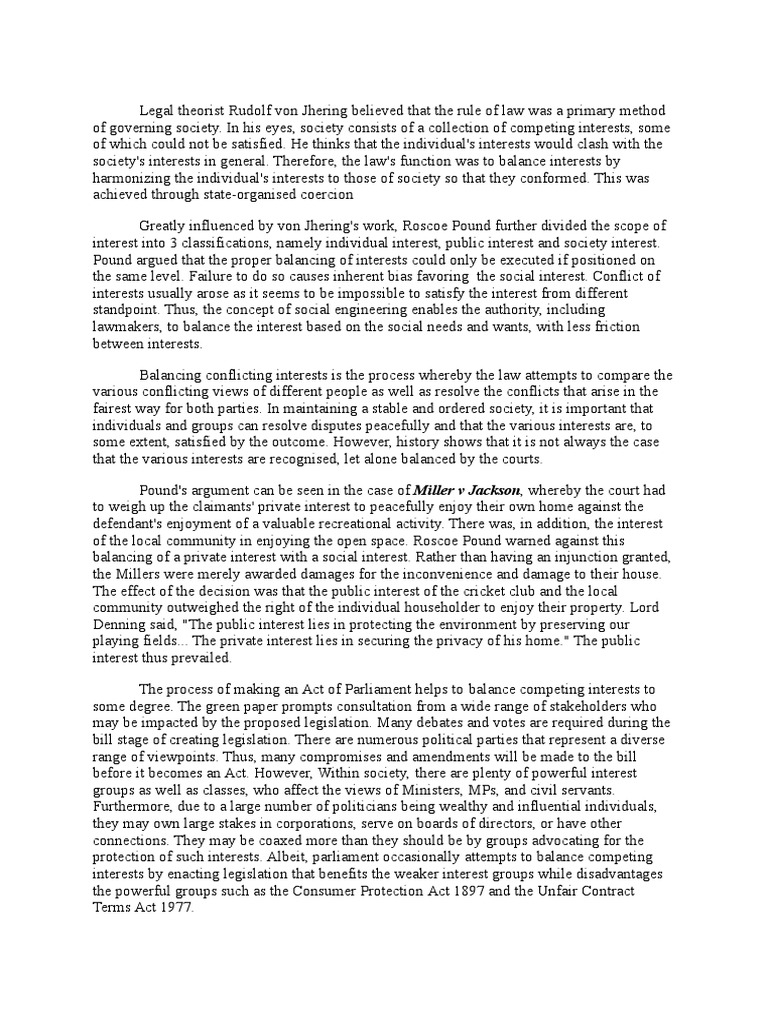Balancing Competing Interests in Law | PDF | Bill (Law) | Jurisprudence