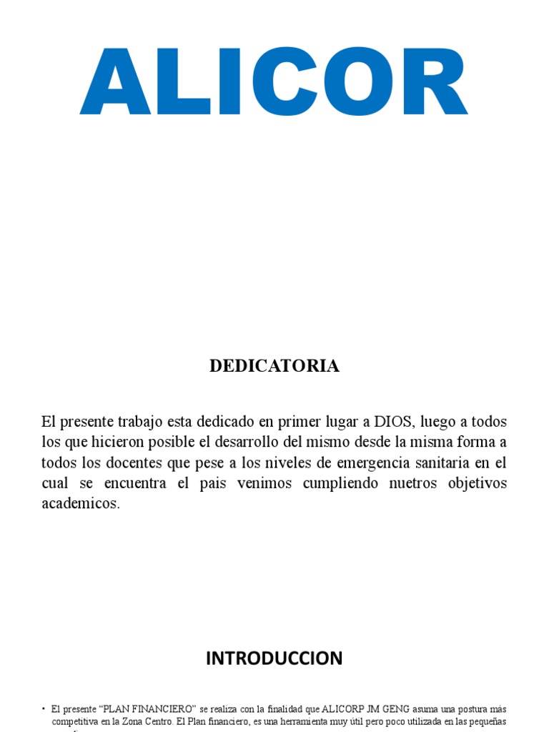 Plan Financiero para ALICORP | PDF | Business | Economias