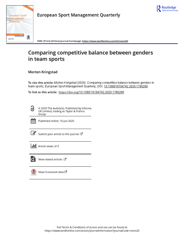 Comparing Competitive Balance Between Genders in Team Sports | PDF ...