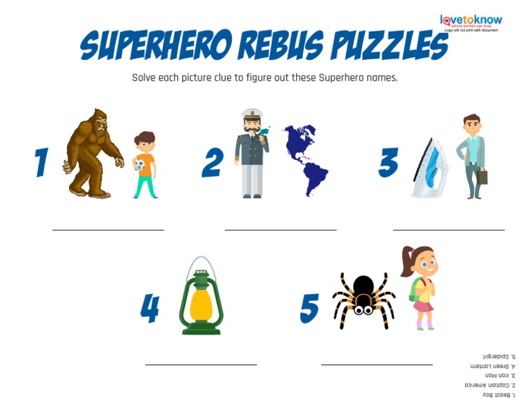 Superhero Rebus Puzzles | PDF