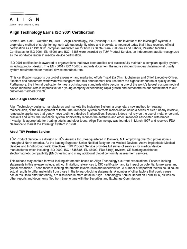 ALIGN Certificacion ISO 9001 | PDF | Iso 9000 | Science