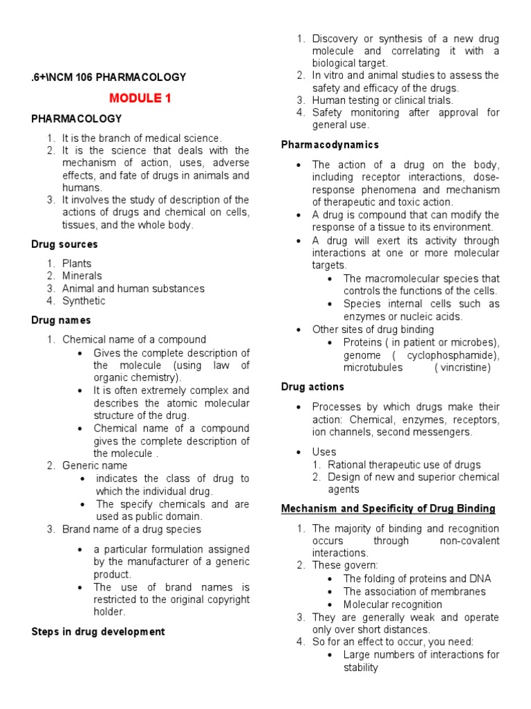 Ncm 106 Pharmacology Prelims Pdf Prescription Drugs Pharmacology