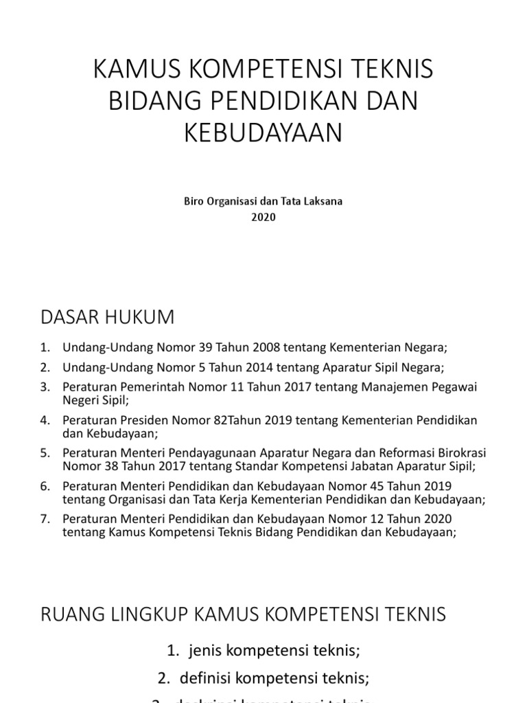 Kamus Kompetensi Teknis Kemdikbud | PDF | Bisnis | Seni