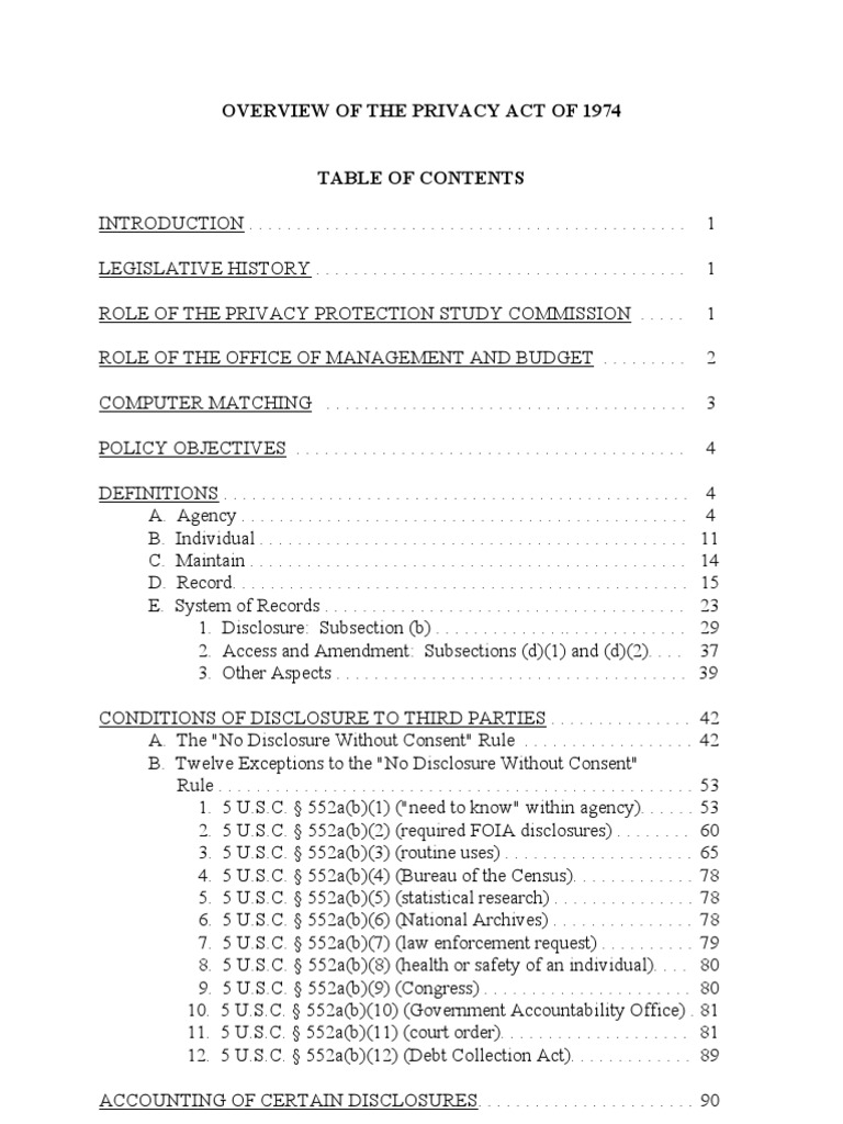 Privacy Act of 1974 Overview Guide | PDF | Personally Identifiable ...