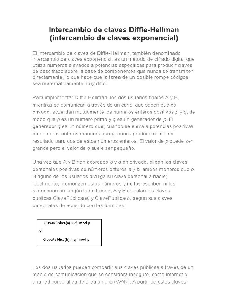 Diffie Hellman | PDF | Clave (criptografía) | Cifrado