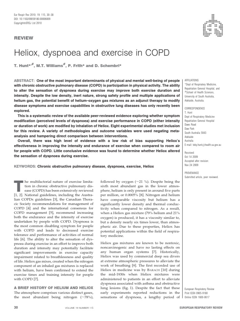 Heliox, Dyspnoea and Exercise in COPD | PDF | Chronic Obstructive ...