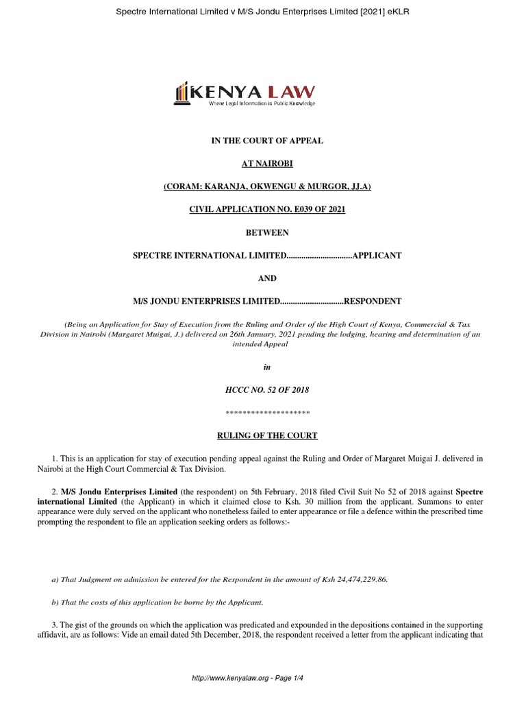 Civil Application E039 of 2021 | PDF | Judgment (Law) | Creative ...