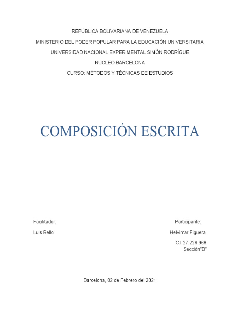 Composicion Escrita | PDF | Ensayos | Libros