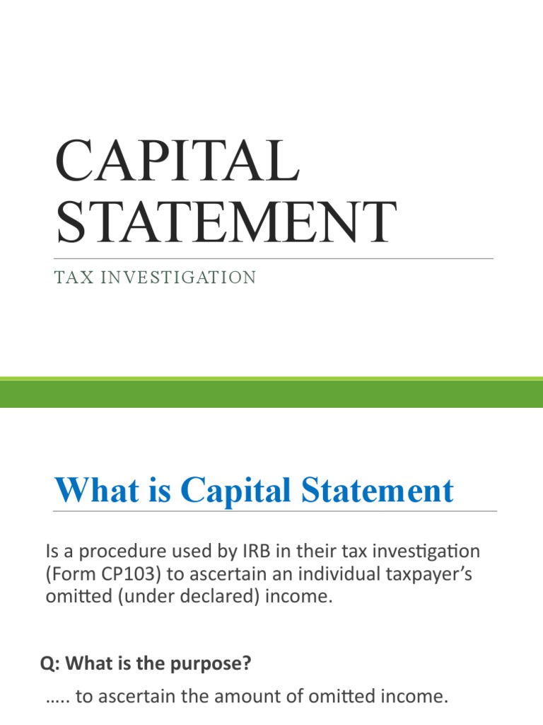 Understanding Capital Statements for Tax | PDF | Income | Banks