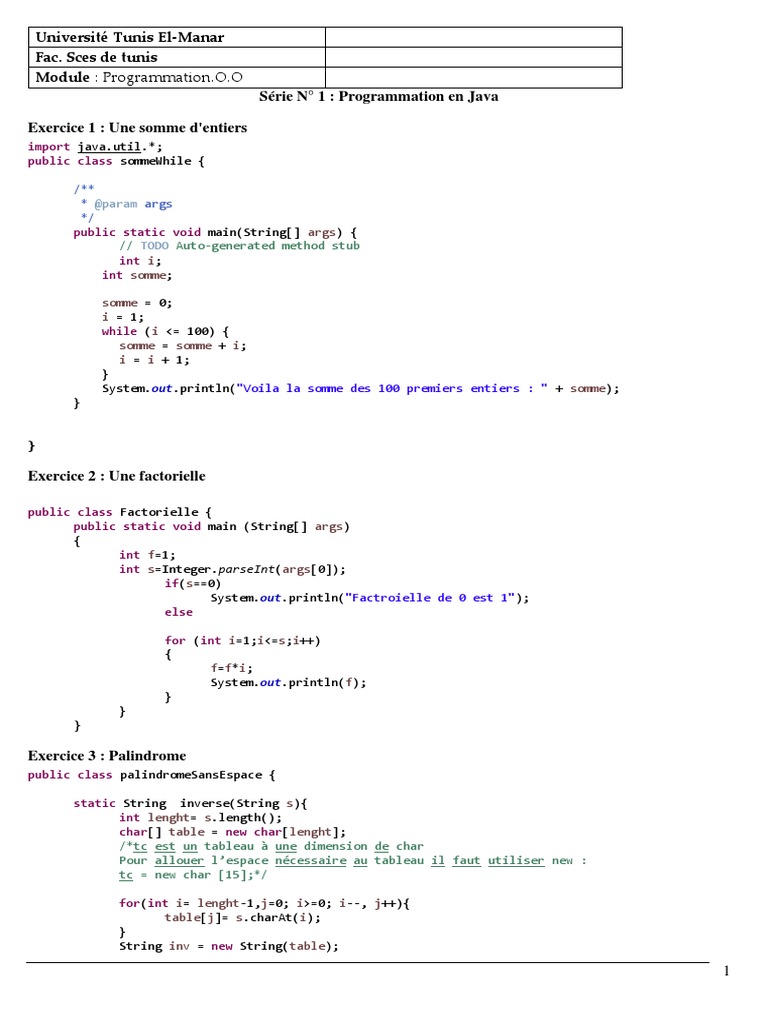 TD1POO | PDF | Java (Langage de programmation) | Informatique