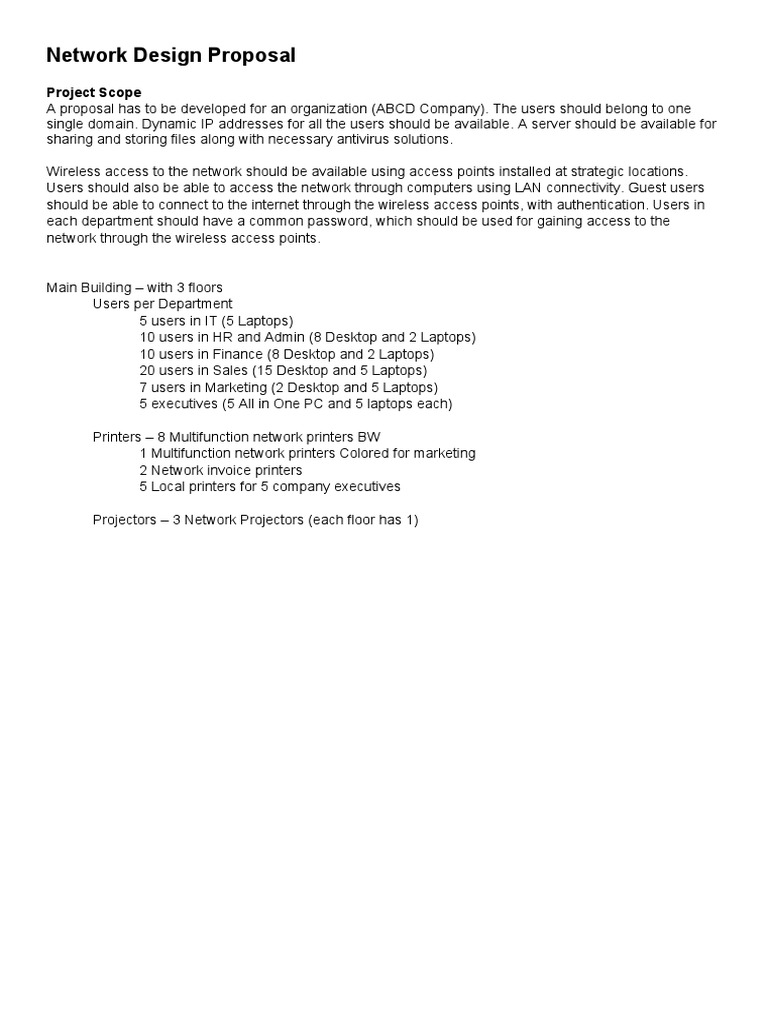 Network Design Proposal: Project Scope | PDF