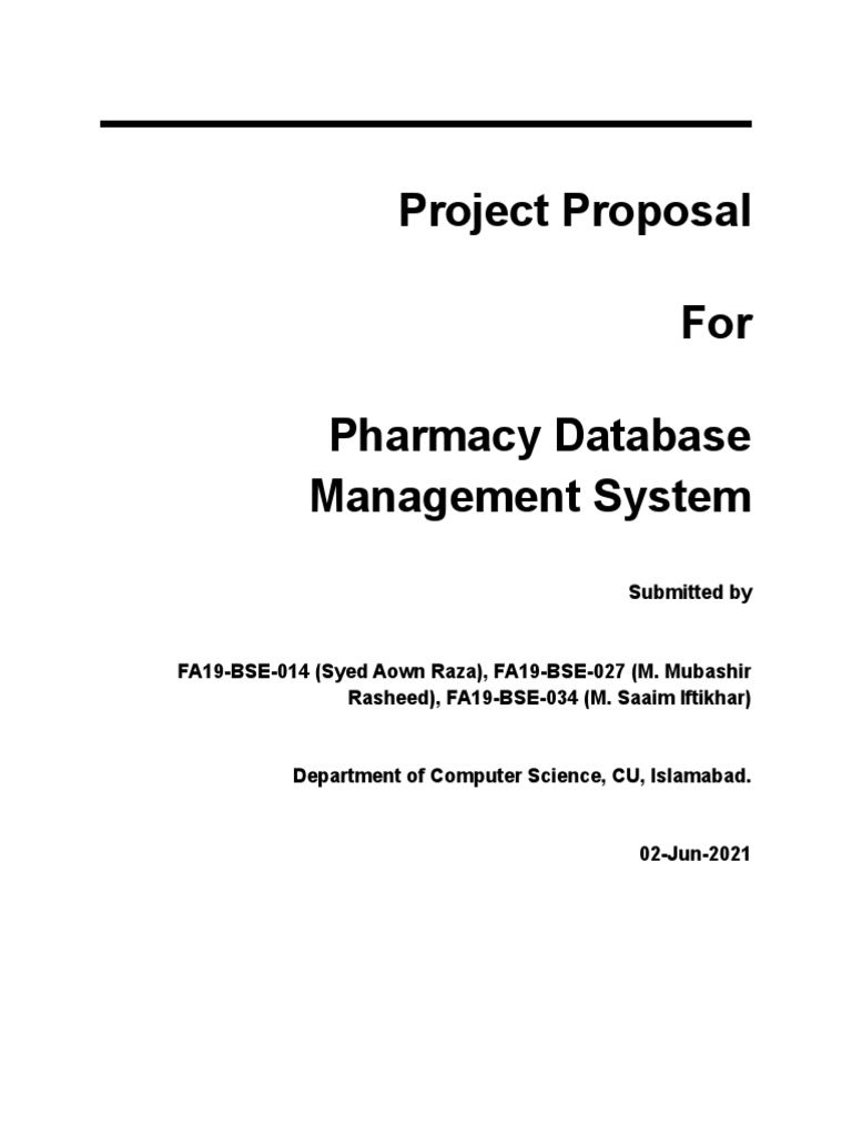 Aown Database Project Proposal | PDF | Pharmacy | Medical Prescription