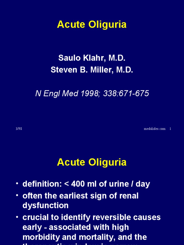 Acute Oliguria: Diagnosis and Management | PDF | Medical Specialties ...