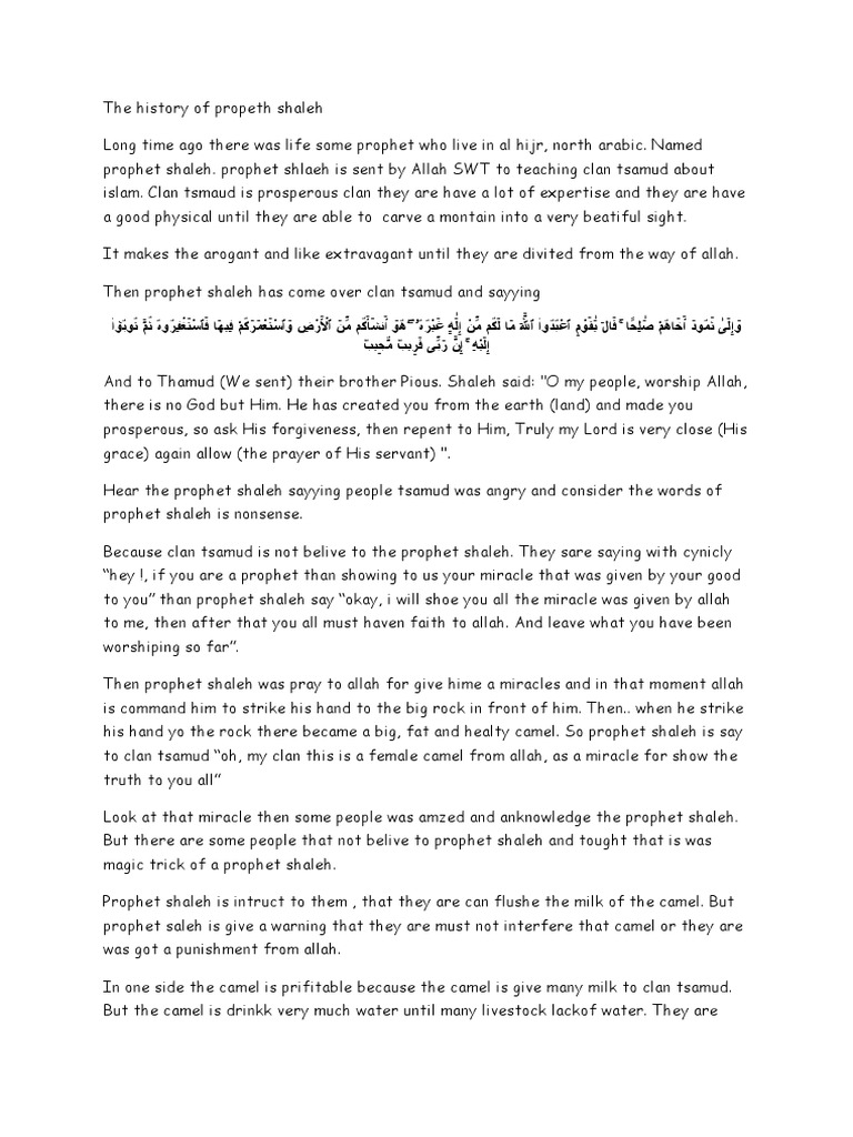 The History of Propeth Shaleh | PDF | Supernatural | Religious Belief ...