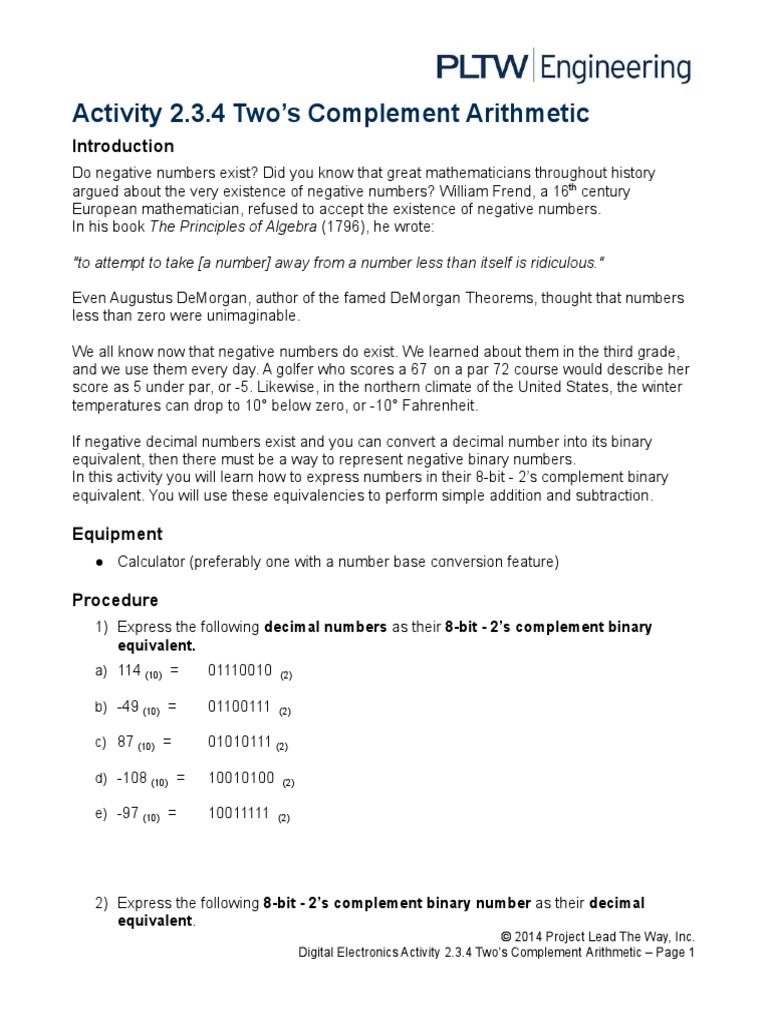 Avalon Brown - 2.3.4.A TwoComplementArithmetic | PDF | Lexicology | Arithmetic
