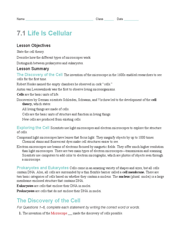 7.1 Life Is Cellular | PDF | Microscope | Electron Microscope