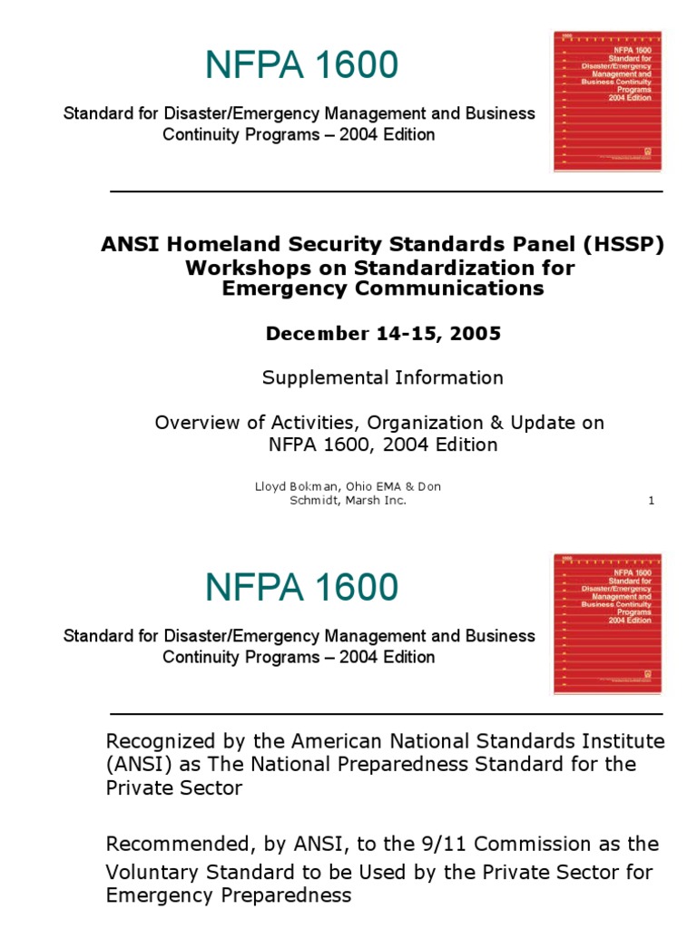 NFPA 1600: Emergency Management Standards | PDF | Emergency Management ...