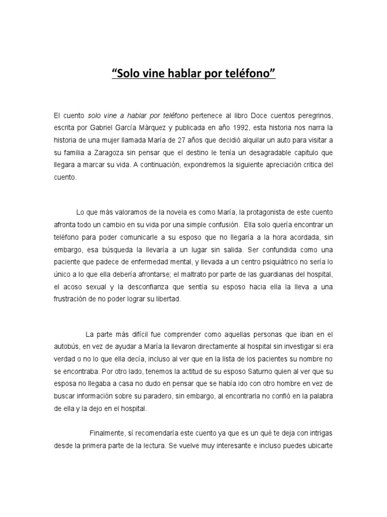 Solo Vine Hablar Por Teléfono | PDF