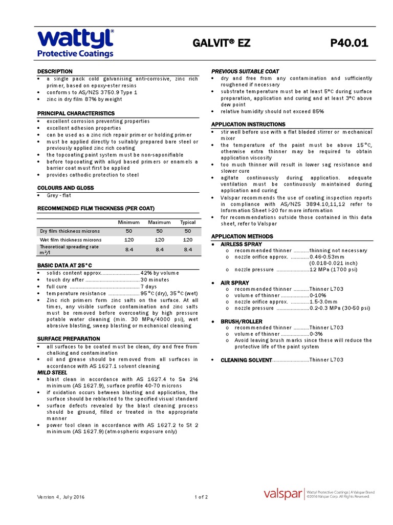 Galvit EZ P40.01: Previous Suitable Coat | Download Free PDF | Paint ...