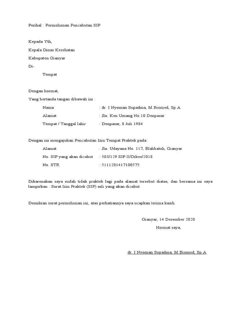 Surat Pencabutan Sip | PDF