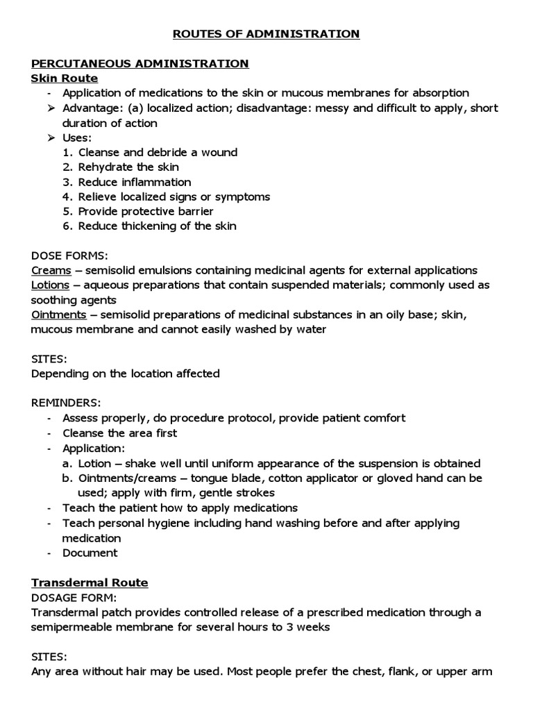 Routes of Administration | PDF | Tablet (Pharmacy) | Topical Medication