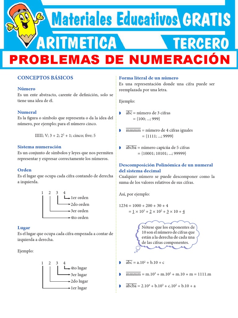 Problemas de Numeración para Tercer Grado de Secundaria | PDF ...
