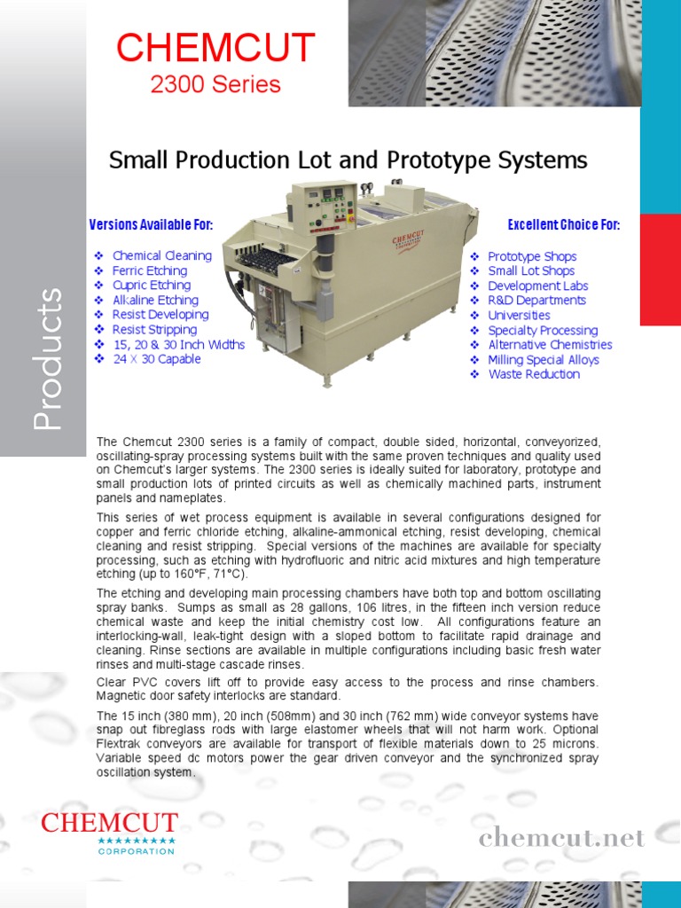 Chemcut: Small Production Lot and Prototype Systems | PDF | Etching ...
