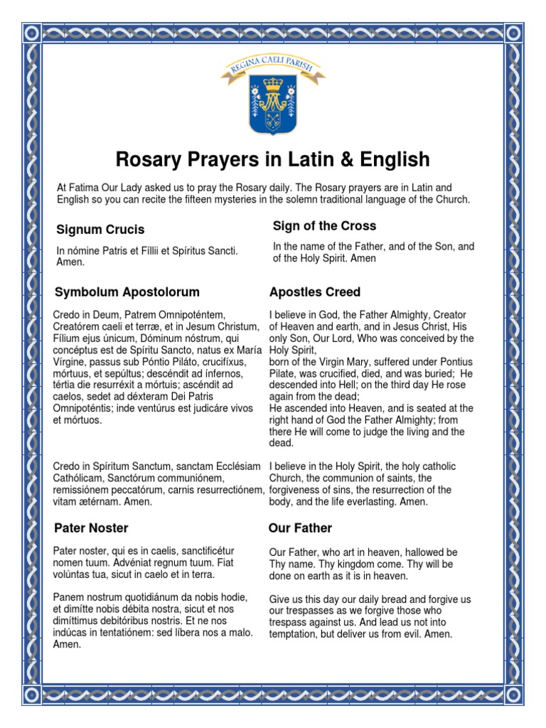Regina Caeli Rosary Prayers in Latin and Englishpdf | PDF | Prayer ...