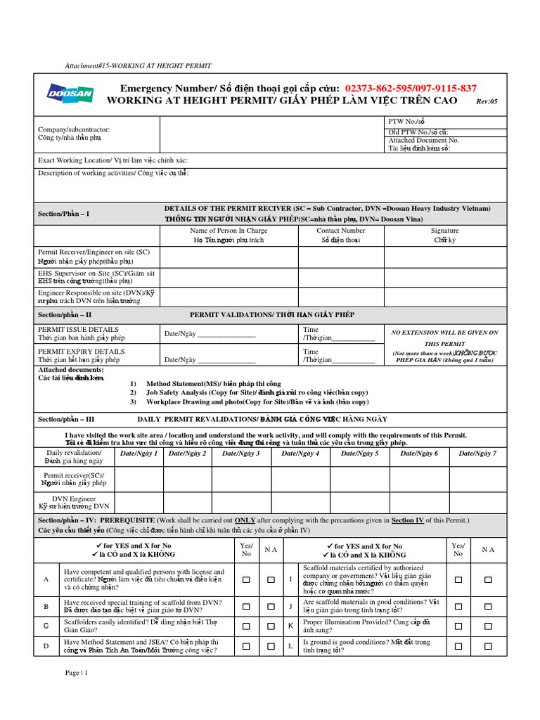 15 Working at Height PTW | PDF