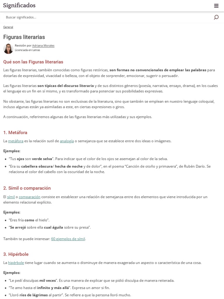 Figuras Literarias o Retóricas (Explicación y Ejemplos) - Significados ...