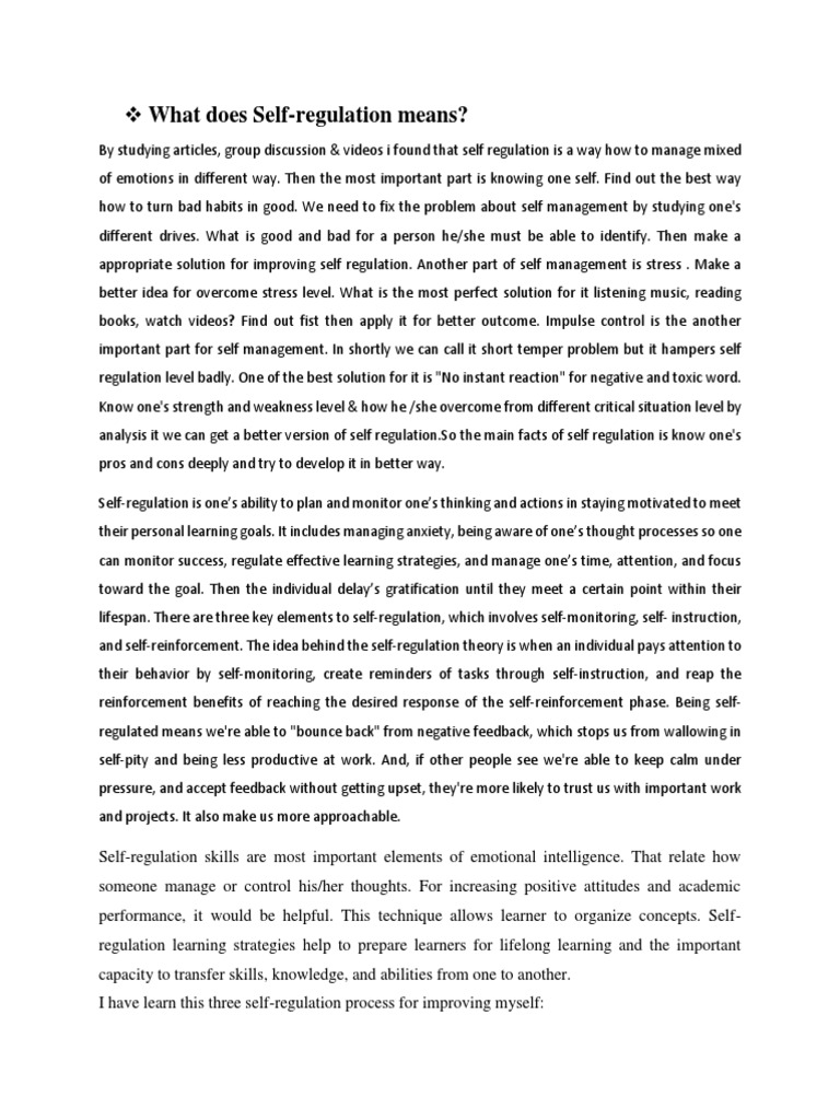 What Does Self-Regulation Means? | PDF | Emotional Self Regulation ...