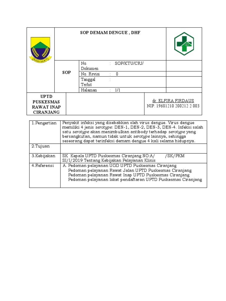 Sop Demam Dengue, DHF | PDF