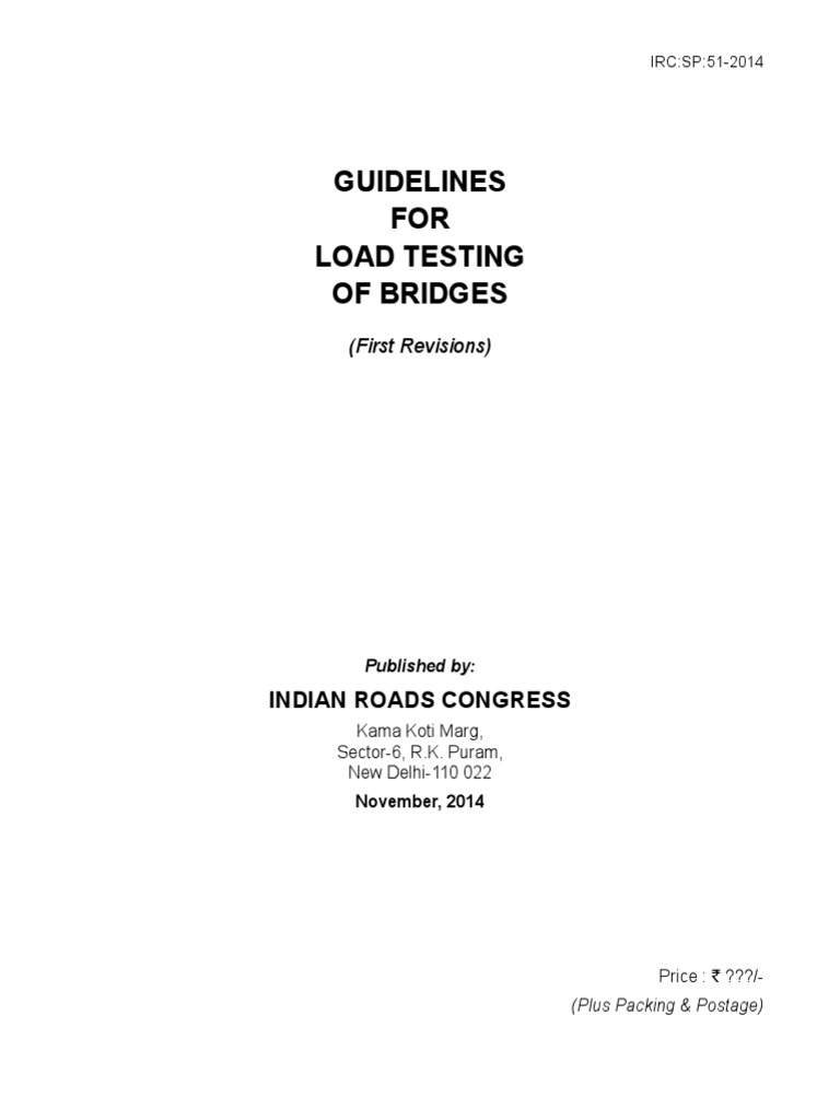 Guidelines For Load Testing of Bridges: (First Revisions) | PDF ...