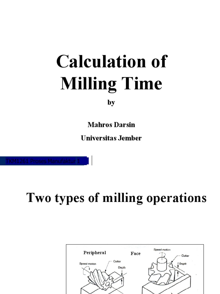 Calculation of Milling Time | PDF | Metalworking | Industrial Processes