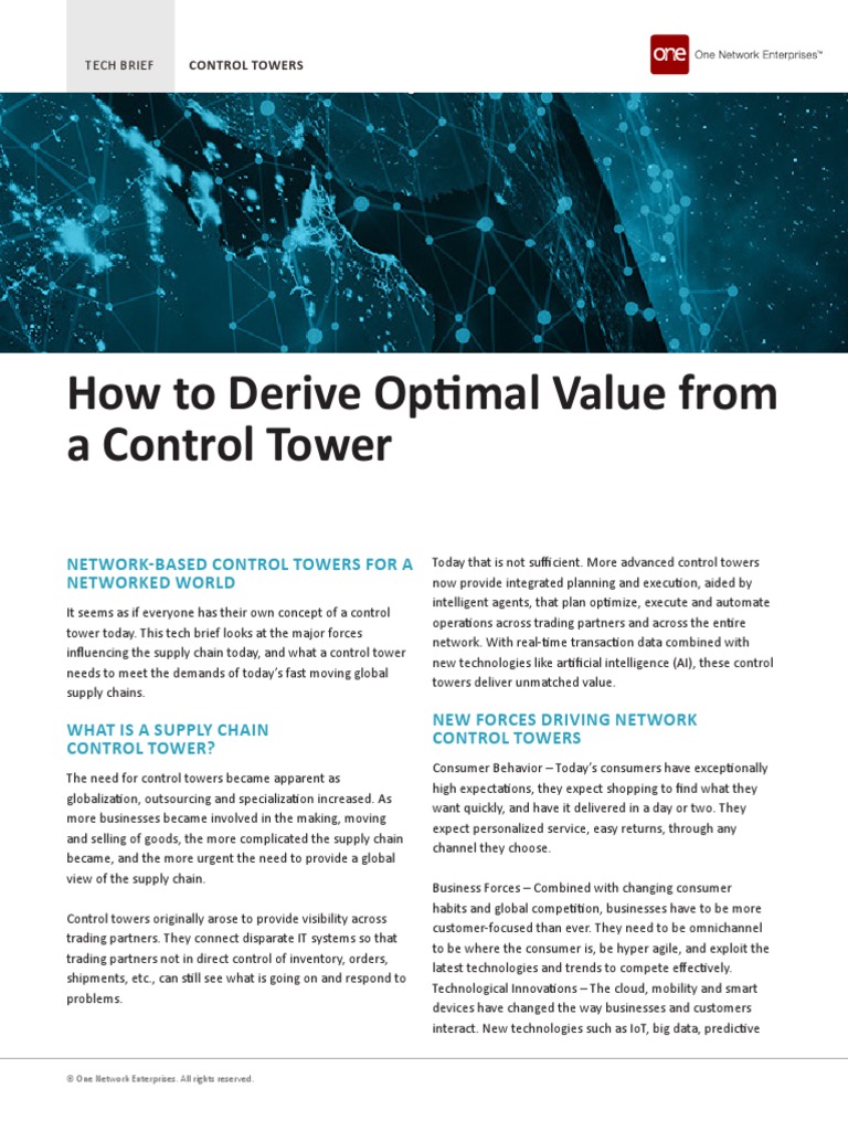 Control Tower Tech Brief | PDF | Supply Chain | Internet Of Things