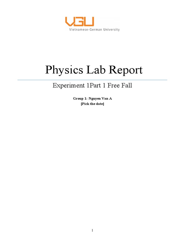 Free Fall Experiment Lab Report | PDF | Teaching Methods & Materials ...
