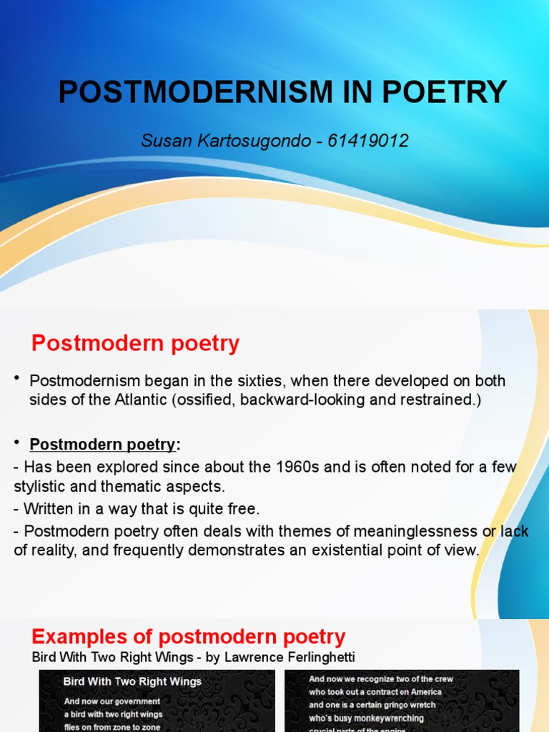 Postmodernism in Poetry - Susan - 61419012 | PDF | Classics
