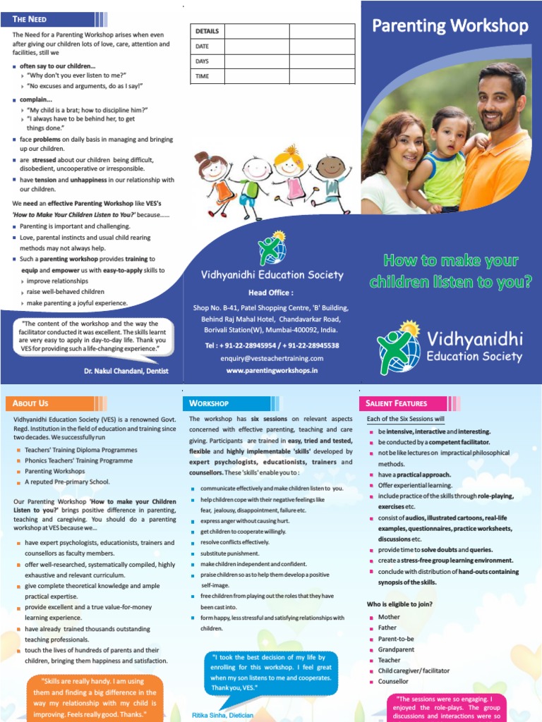 Parenting Workshop Brochure Pdf Parenting Relationships