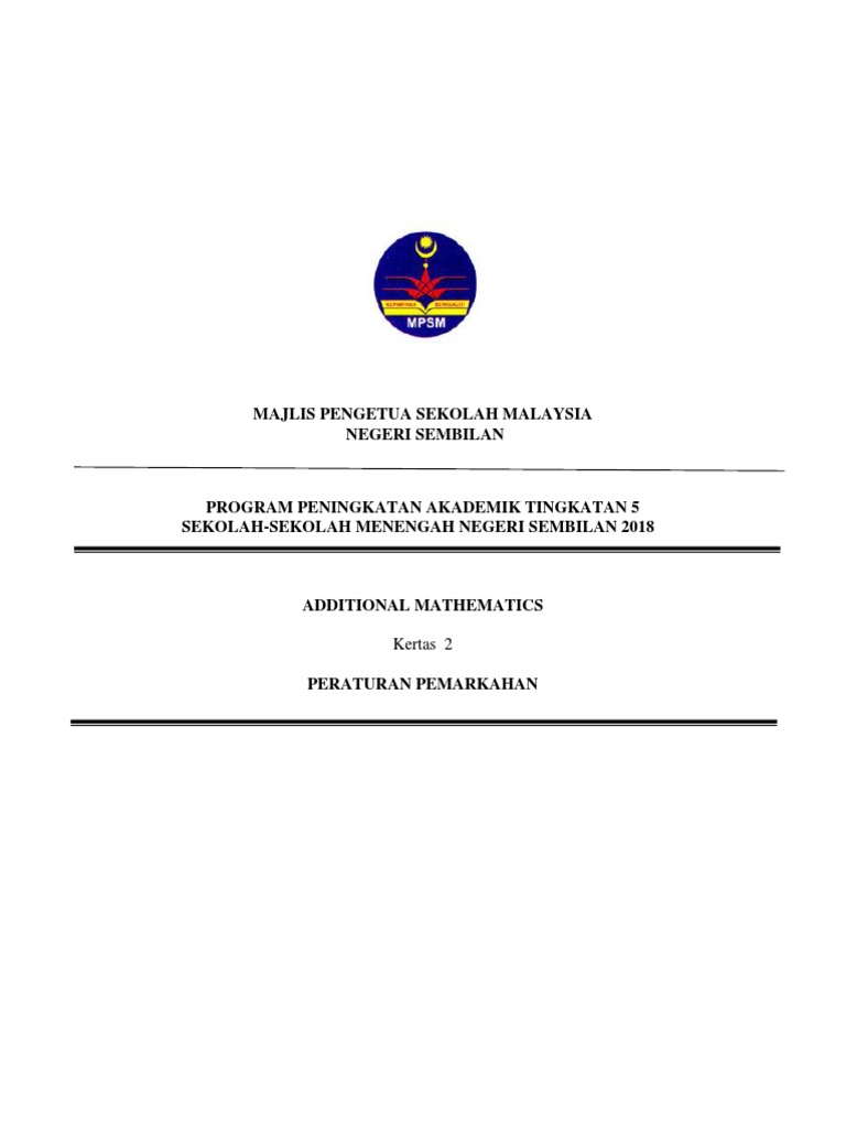 2018 AddMath P2 N9 Answer | PDF | Equations | Teaching Mathematics