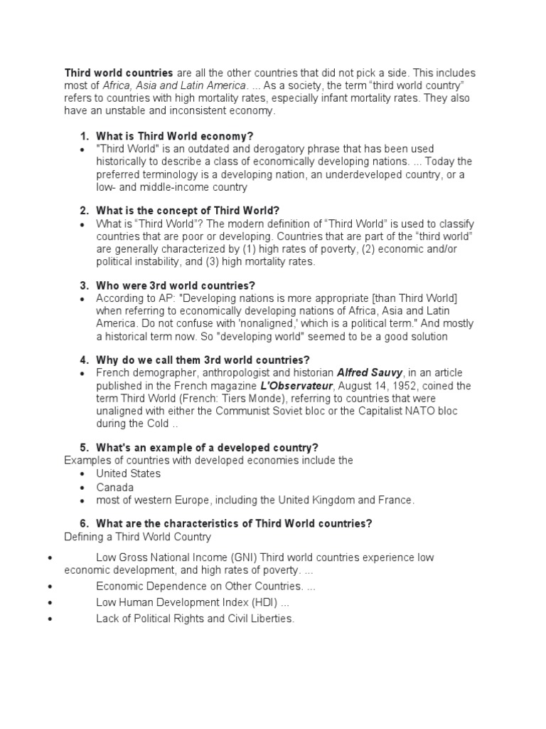 Third World Countries 2 | PDF | Third World | Developing Country