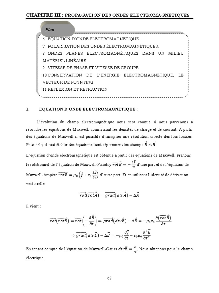 Chapitre - 3 - PROPAGATION DES ONDES ELECTROMAGNETIQUES | PDF ...